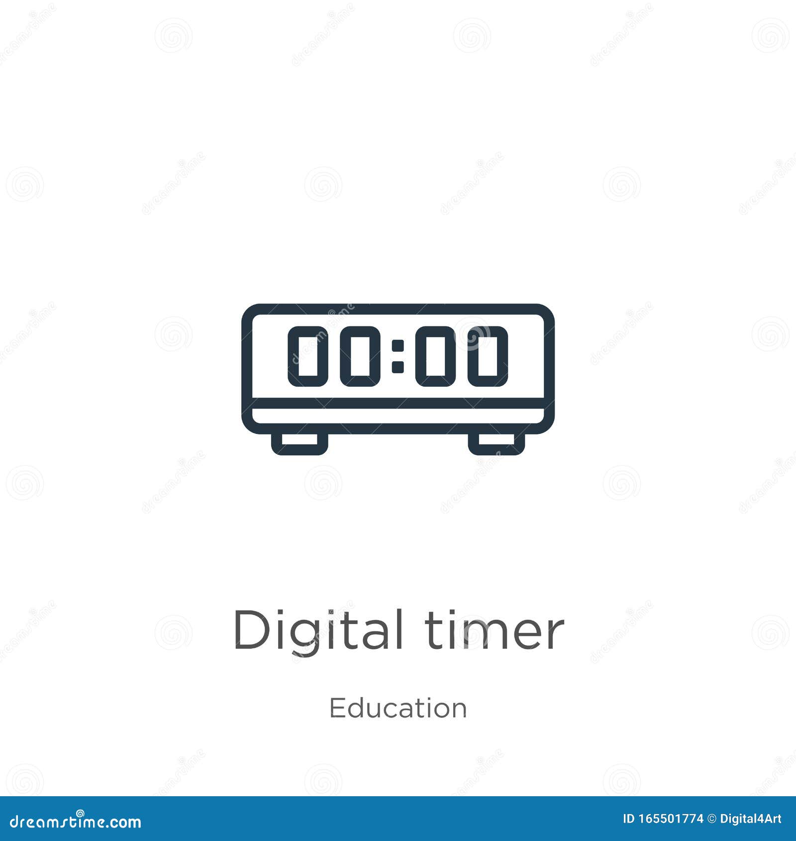 Digital Timer Icon. Thin Linear Digital Timer Outline Icon Isolated on ...