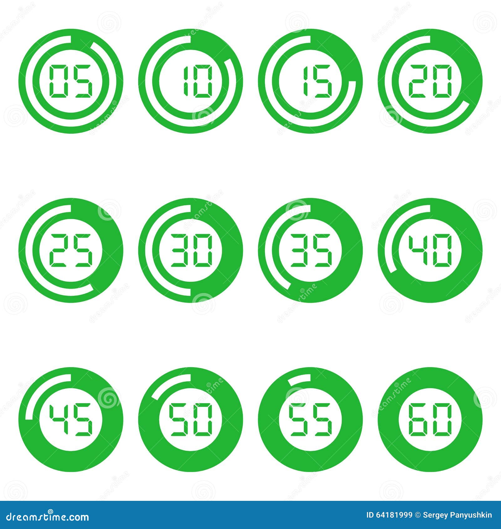 Digital timer icons set stock vector. Illustration of dial - 64181999