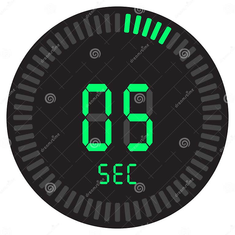 The Digital Timer 5 Seconds. Electronic Stopwatch with a Gradient Dial ...