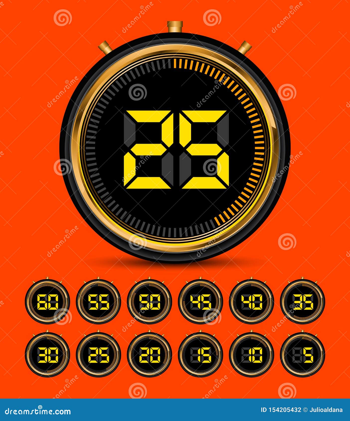 Digital Timer Stopwatch Vector Illustration with Number Template Stock ...
