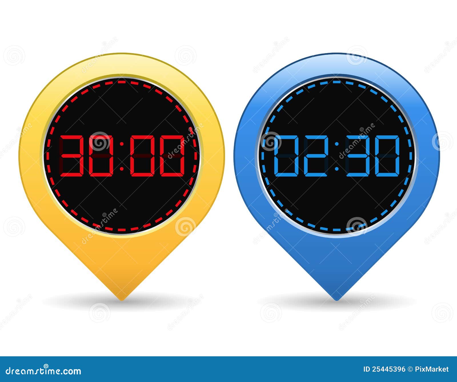 Set Of Digital Timers Or Stopwatches With A Period Or Time Cutoff With ...