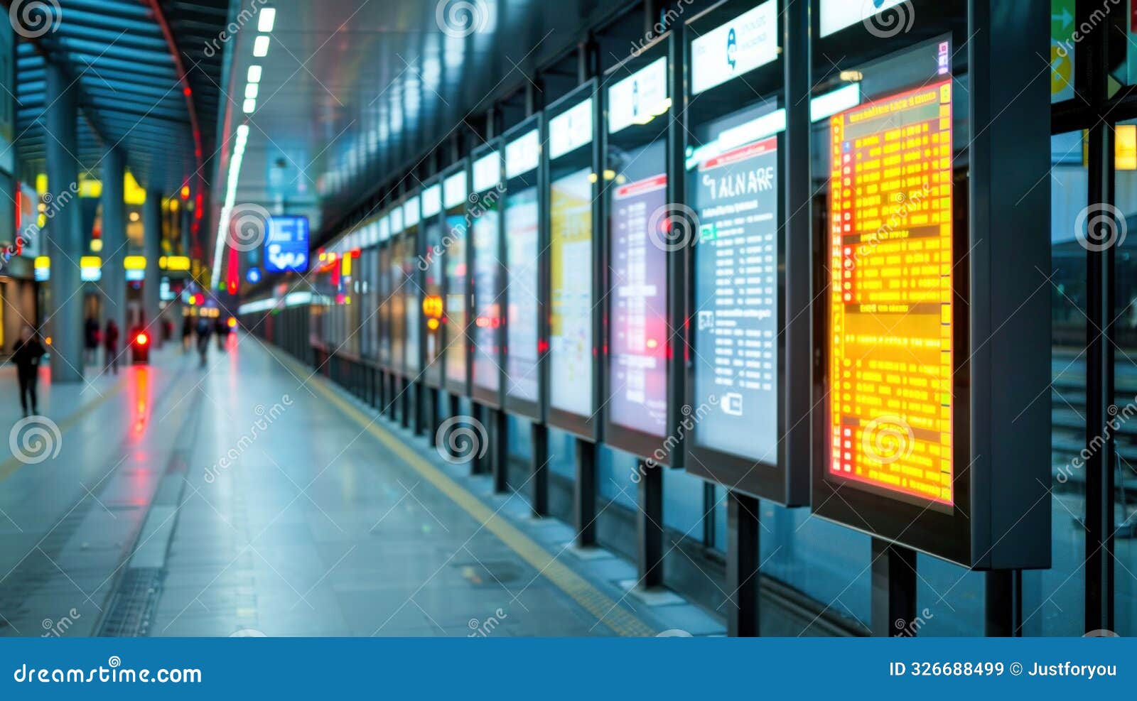 Digital Timetable Displays at Modern Train Station. Generative Ai Stock ...