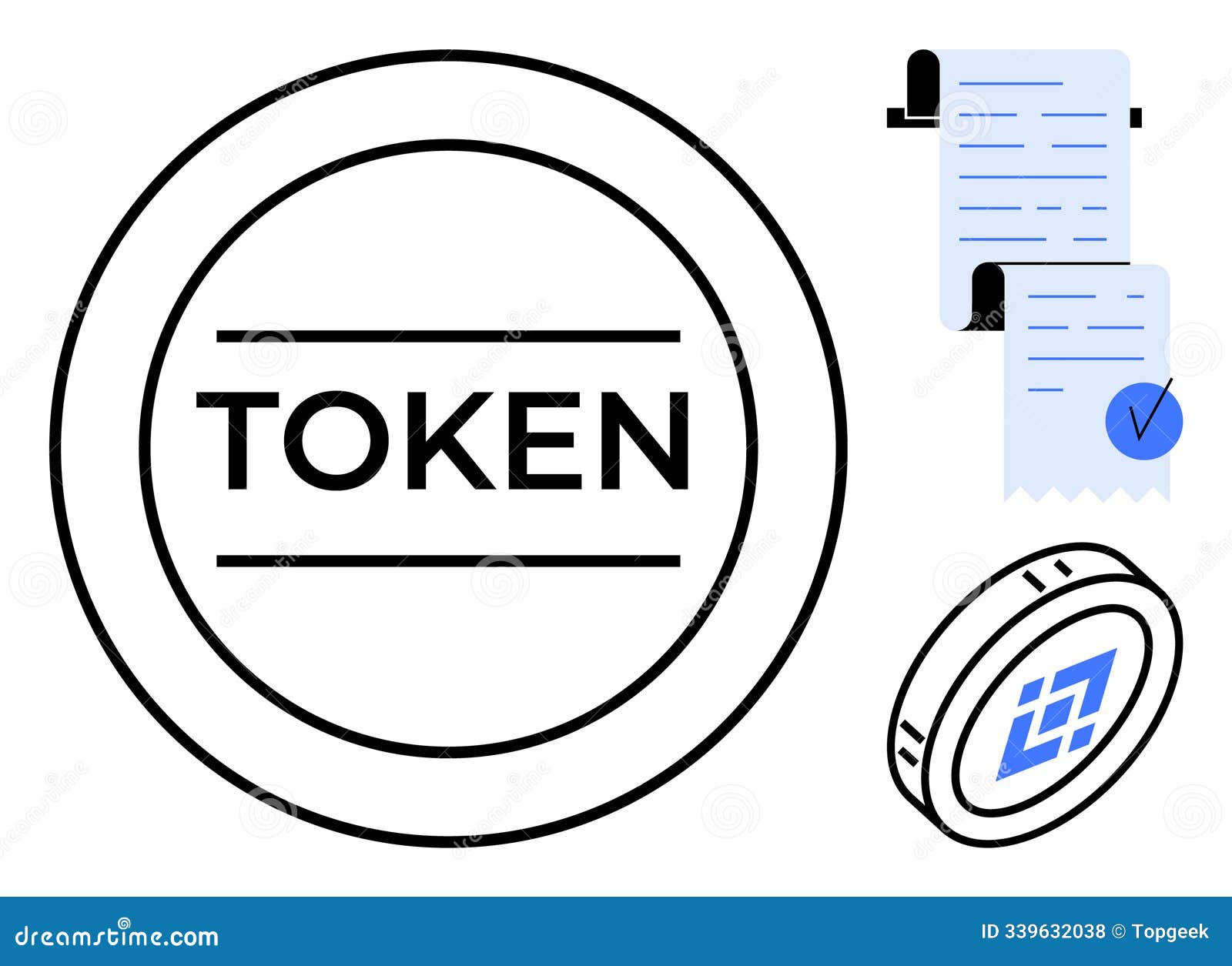 Digital Token with Receipt Illustrations Highlighting Financial ...