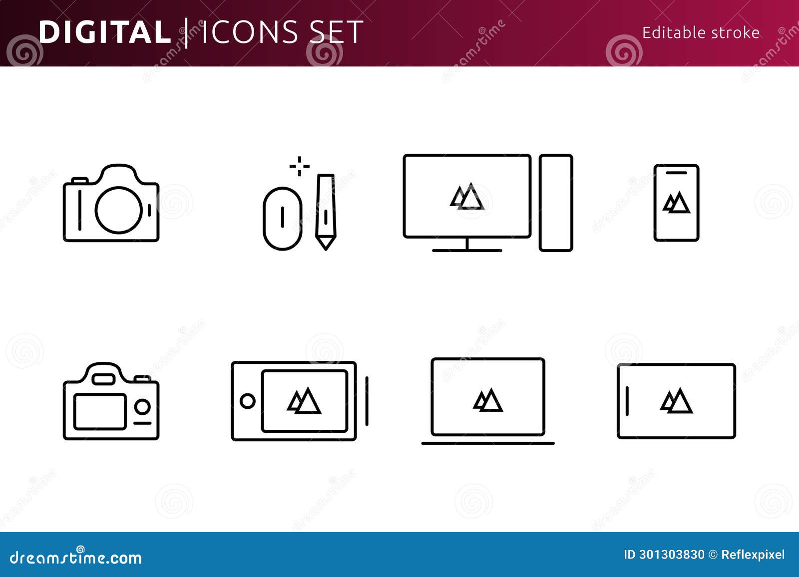 Digital Tool Icons Designed In Line Art Style Can Be Used For Web And Print Editable Stroke