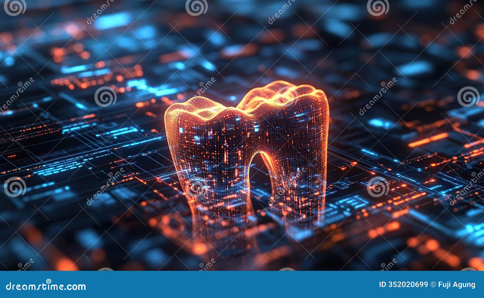 Digital Tooth on a Circuit Board, Representing Dental Technology Stock ...