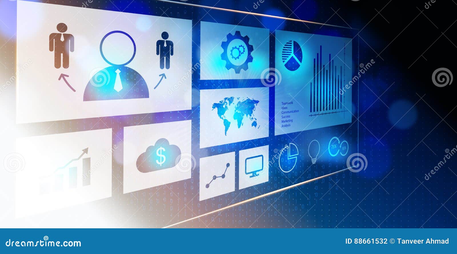 Digital Touch Screen Background Design with Icons Stock Illustration ...