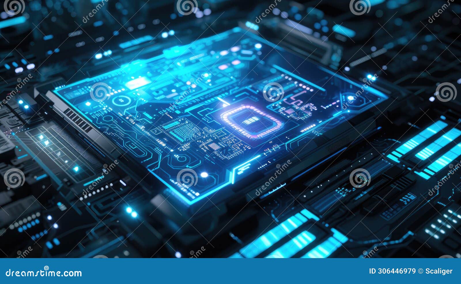 Computer Dashboard Of AI In Dark Lab Or Control Room, Futuristic ...