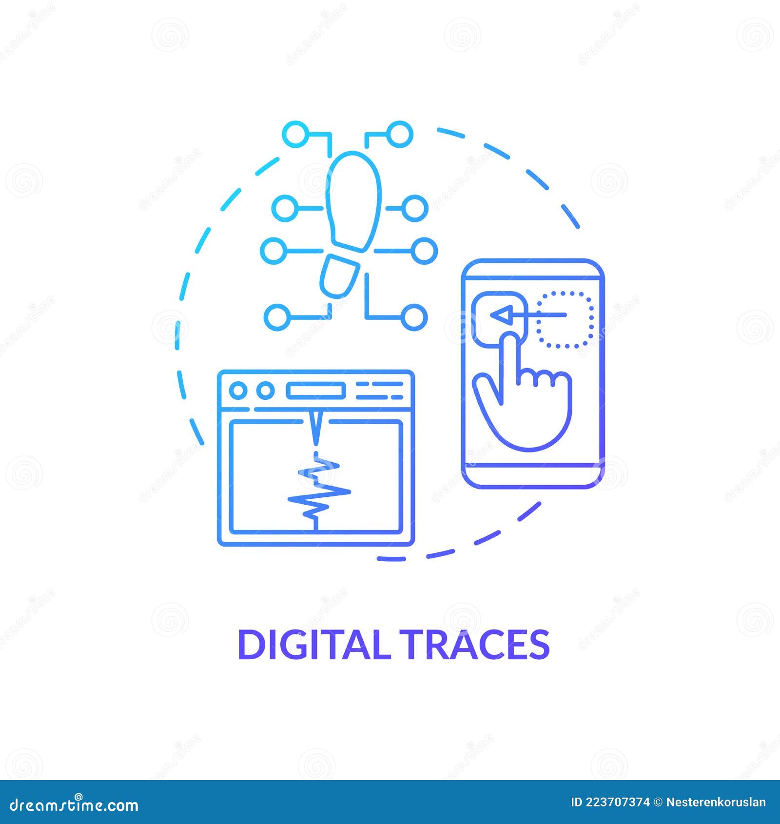 Digital Traces Concept Icon Stock Vector - Illustration of trace, data ...