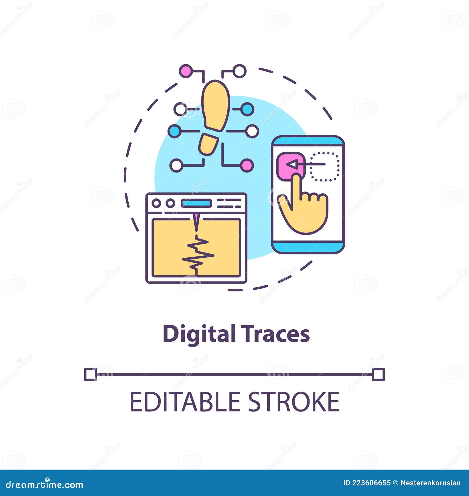 Digital Traces Concept Icon Stock Vector - Illustration of learning ...