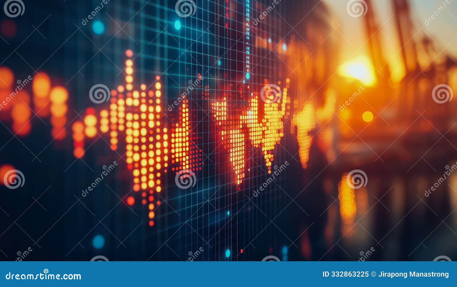 Digital Trade Interface with Data Streams, Maps, and a Port Scene ...