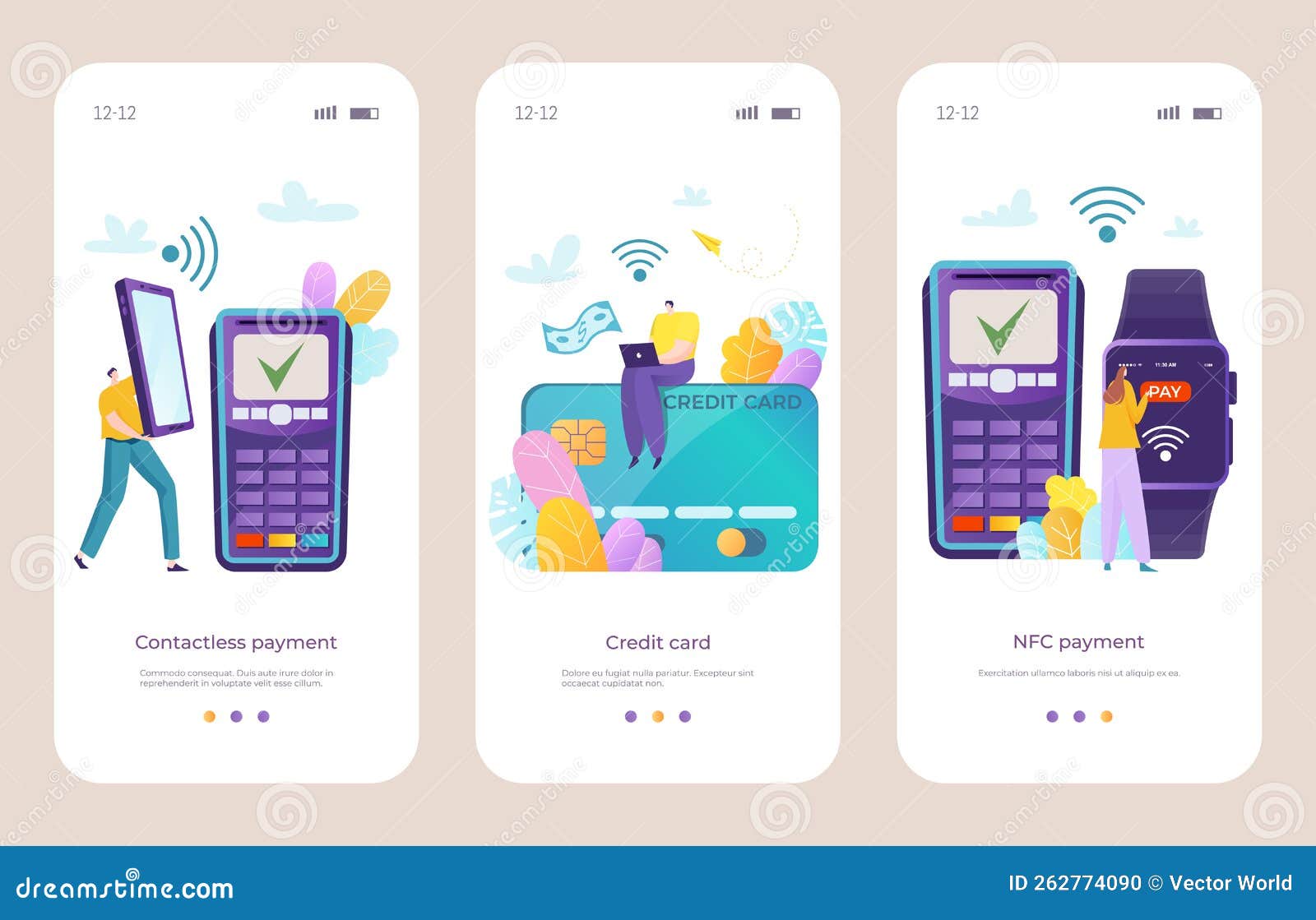 Digital Transaction Debit Card, People Tiny Customer Character ...