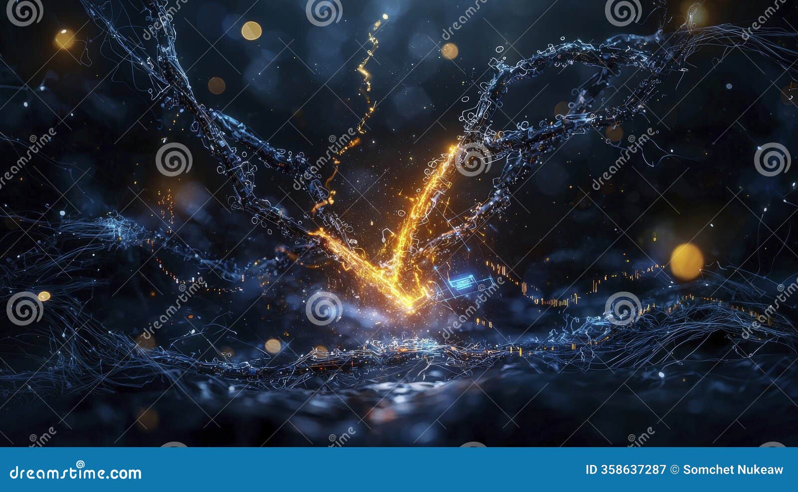 Digital Transformation in Action Glowing Processes Emerge Abstract ...