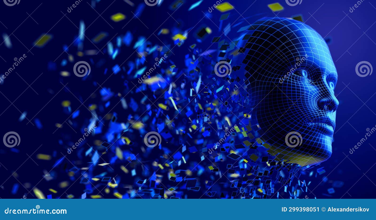 Digital Transformation: AI Artificial Intelligence in Human Face Head ...