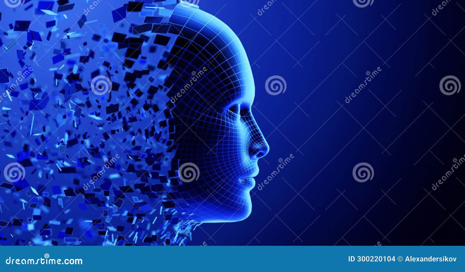 Digital Transformation: AI Artificial Intelligence in Human Face Head ...