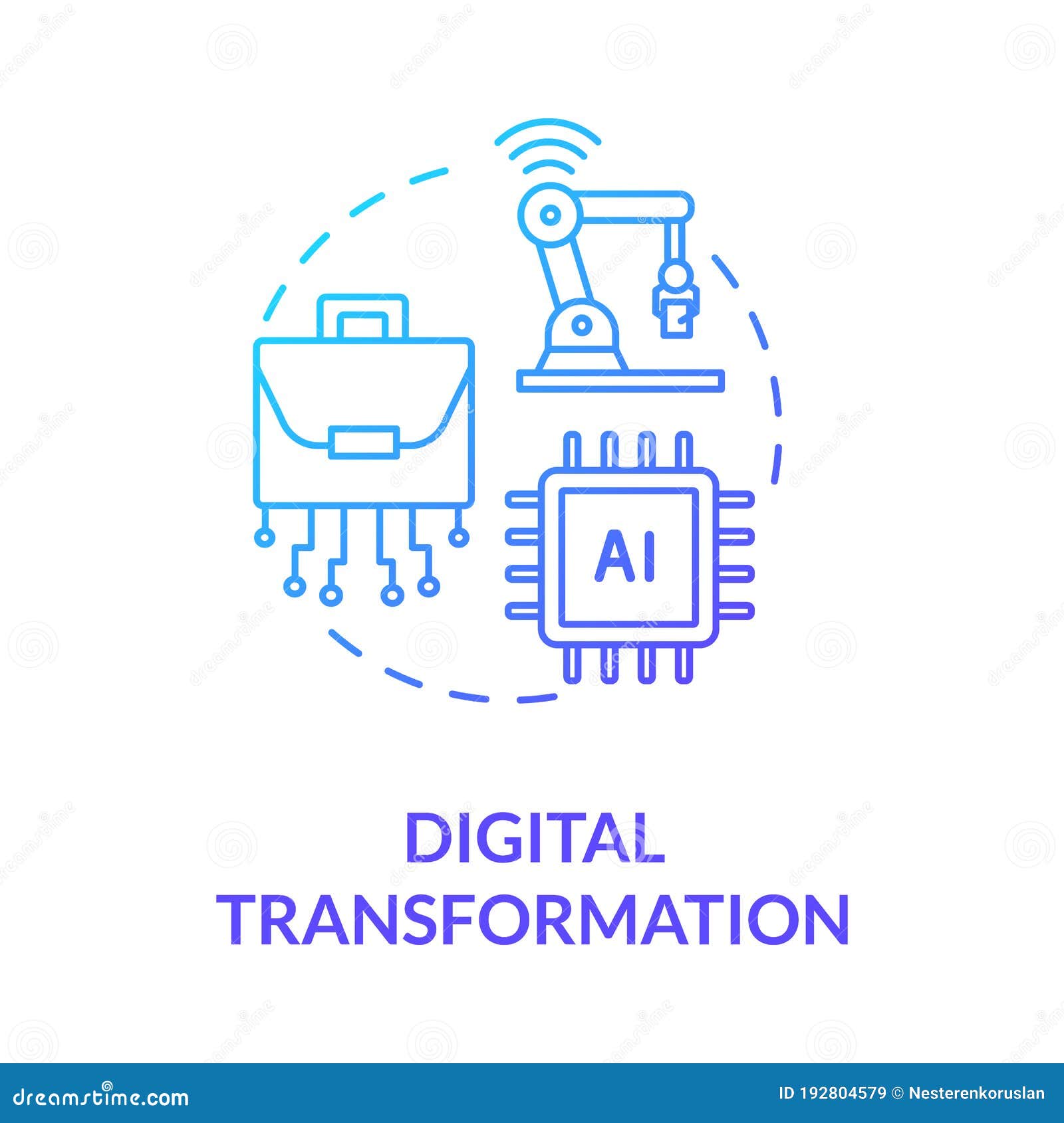 Digital Transformation Blue Gradient Concept Icon Stock Vector