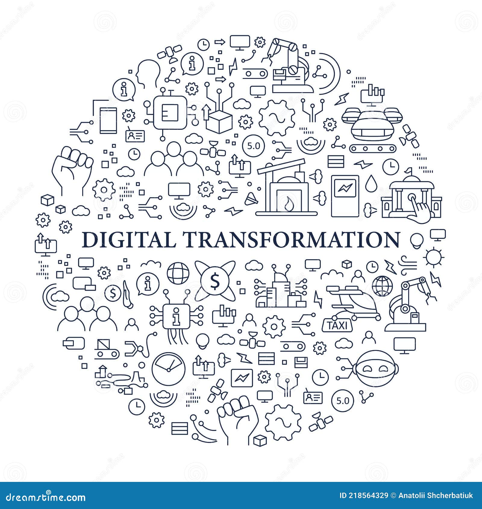 Digital Transformation Circle Poster Stock Vector - Illustration of ...