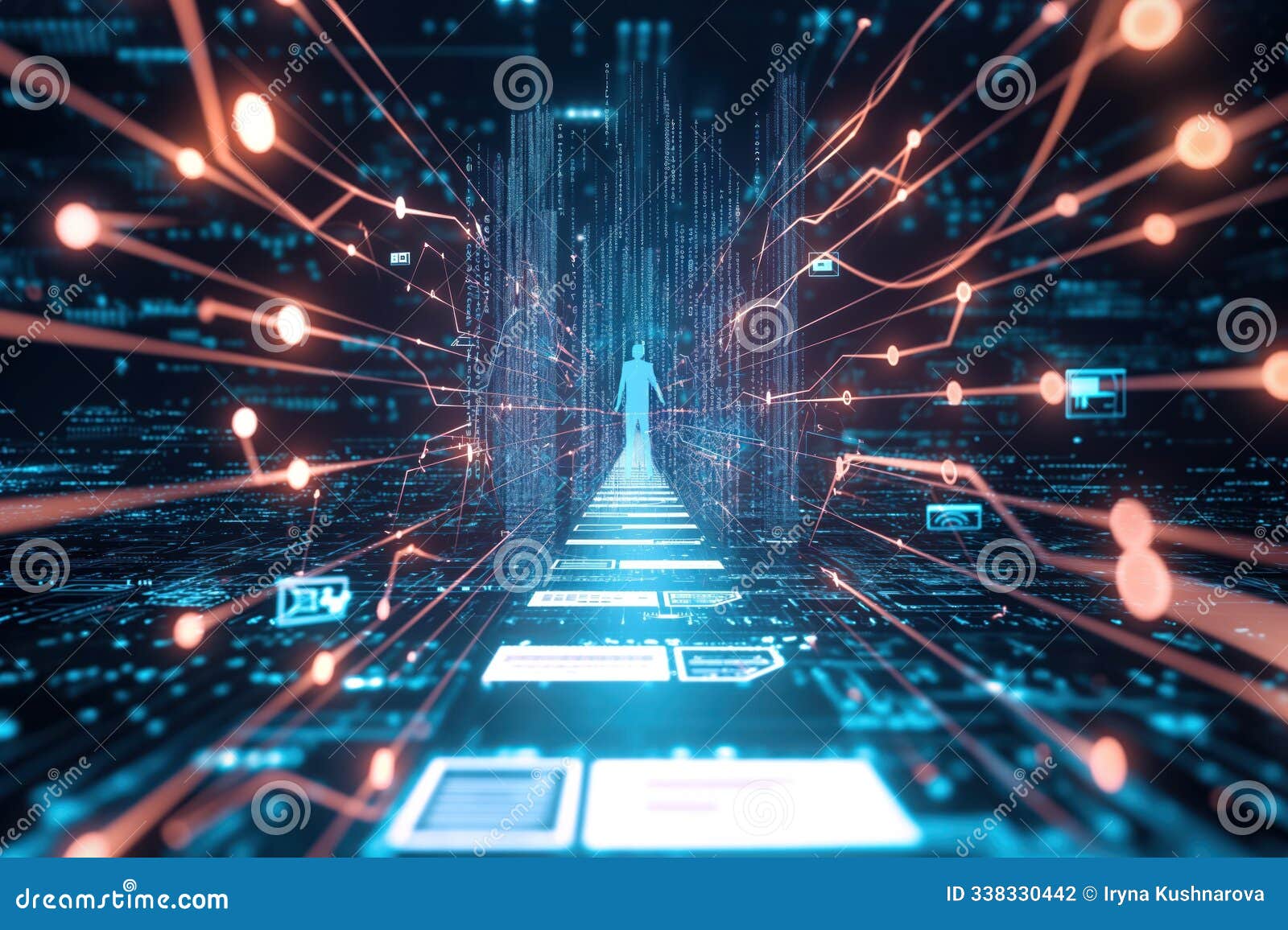 Digital Transformation Concept with Businessman Pressing Buttons on ...