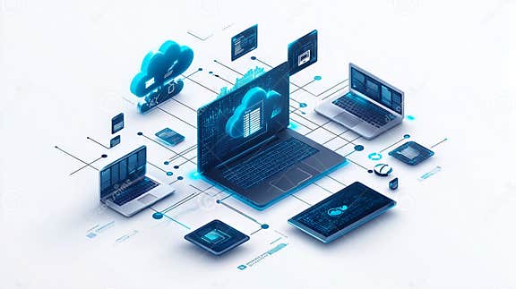 Digital Transformation Concept with Cloud Computing and Devices Stock ...