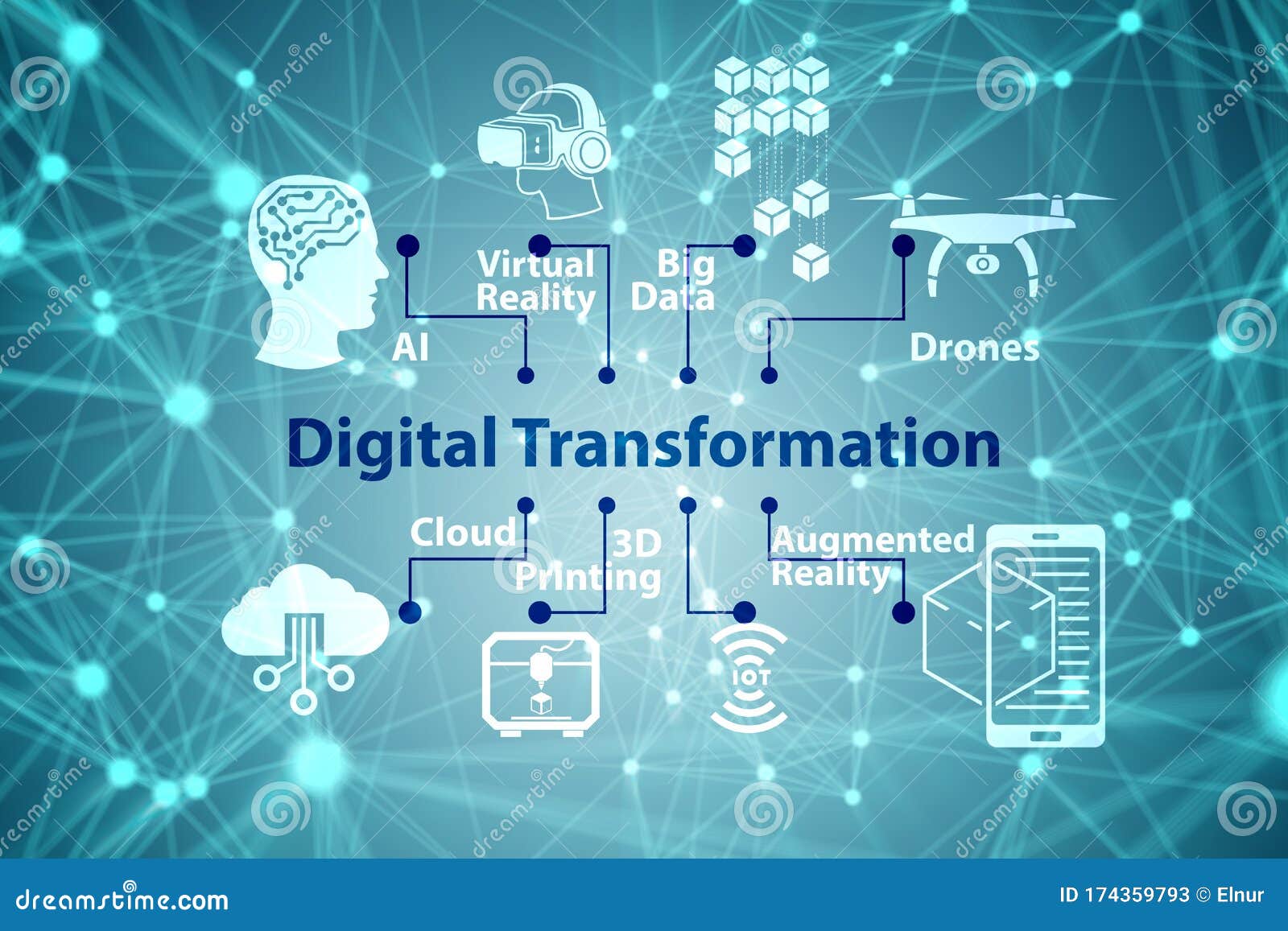 Digital Transformation Concept - 3d Rendering Stock Illustration ...