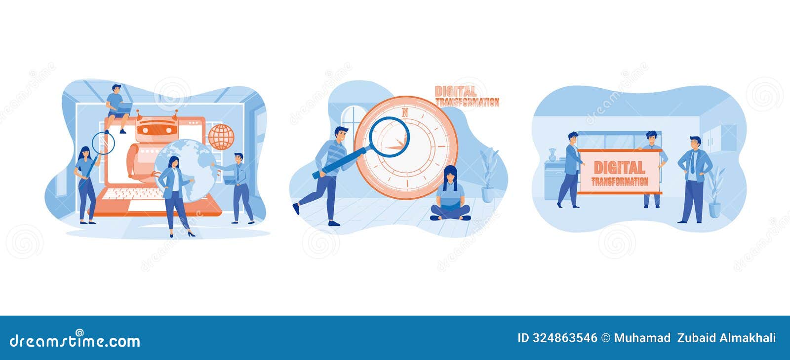 Digital Transformation Concept. Data Analysis and Digitization Concept Stock Vector ...