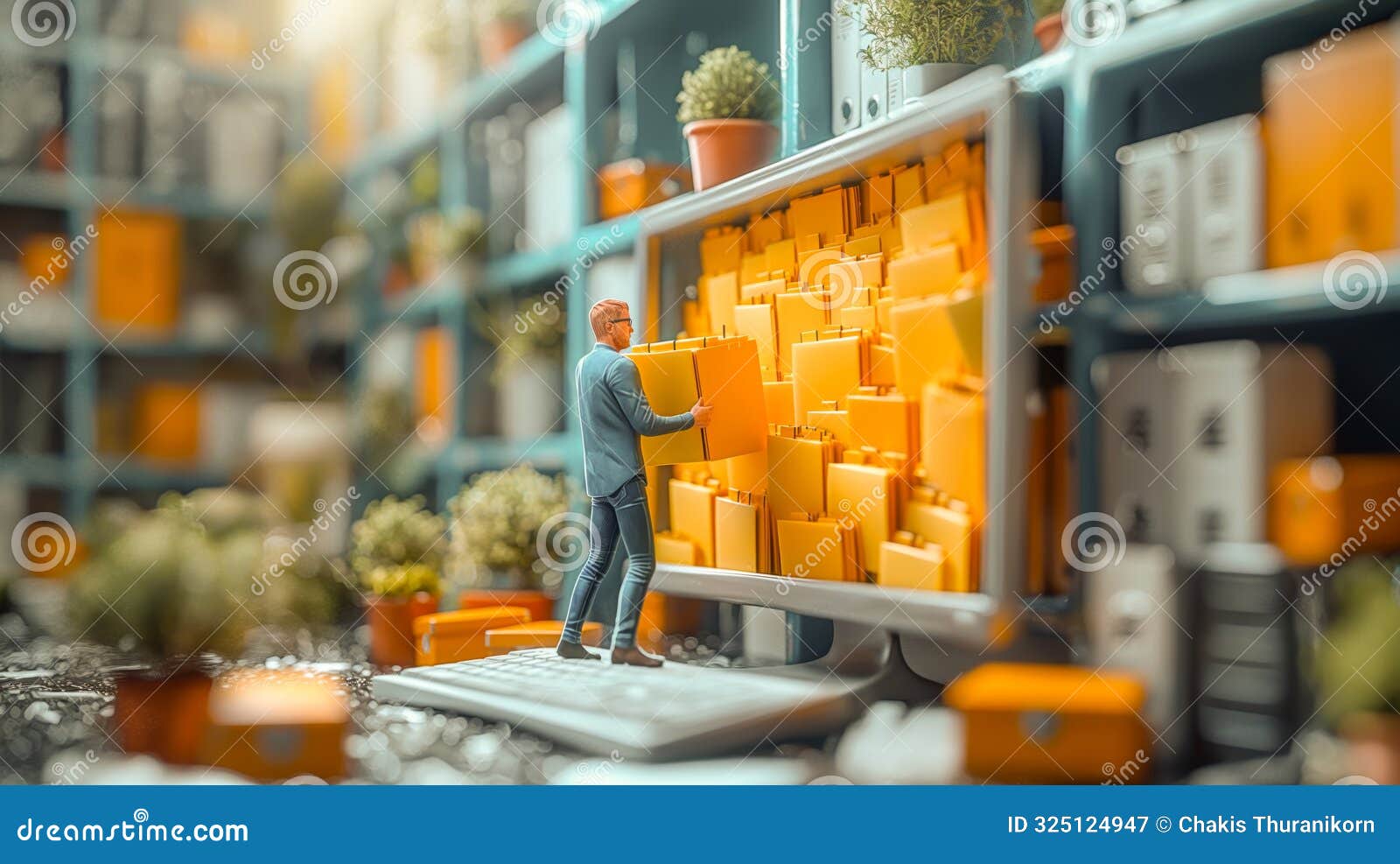 Digital Transformation Concept with Miniature Figure into Computer ...