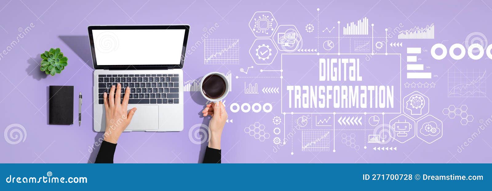 Digital Transformation Concept with Person Using Laptop Computer Stock ...