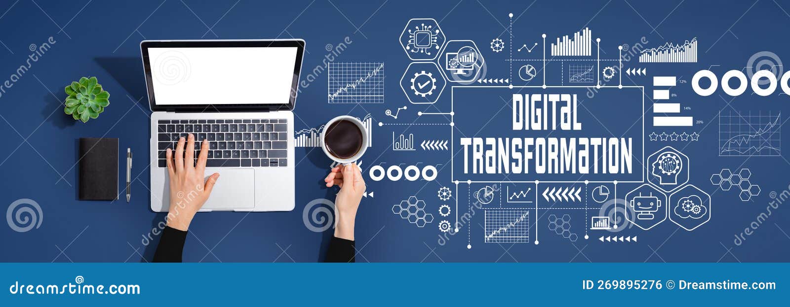 Digital Transformation Concept with Person Using Laptop Computer Stock ...