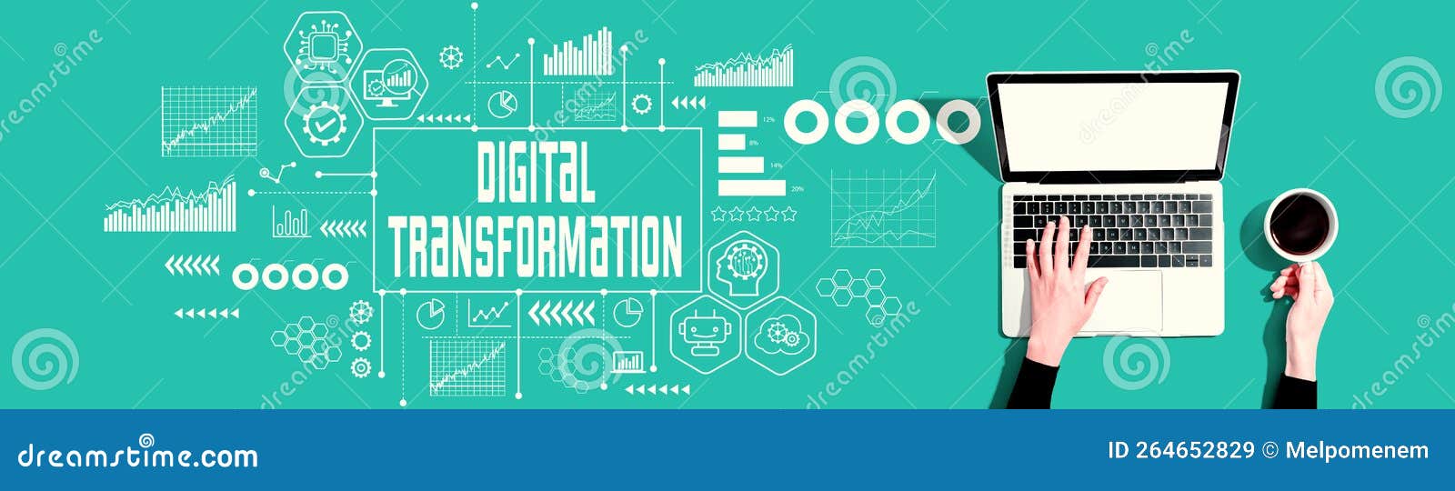 Digital Transformation Concept with Person Using a Laptop Stock Image ...