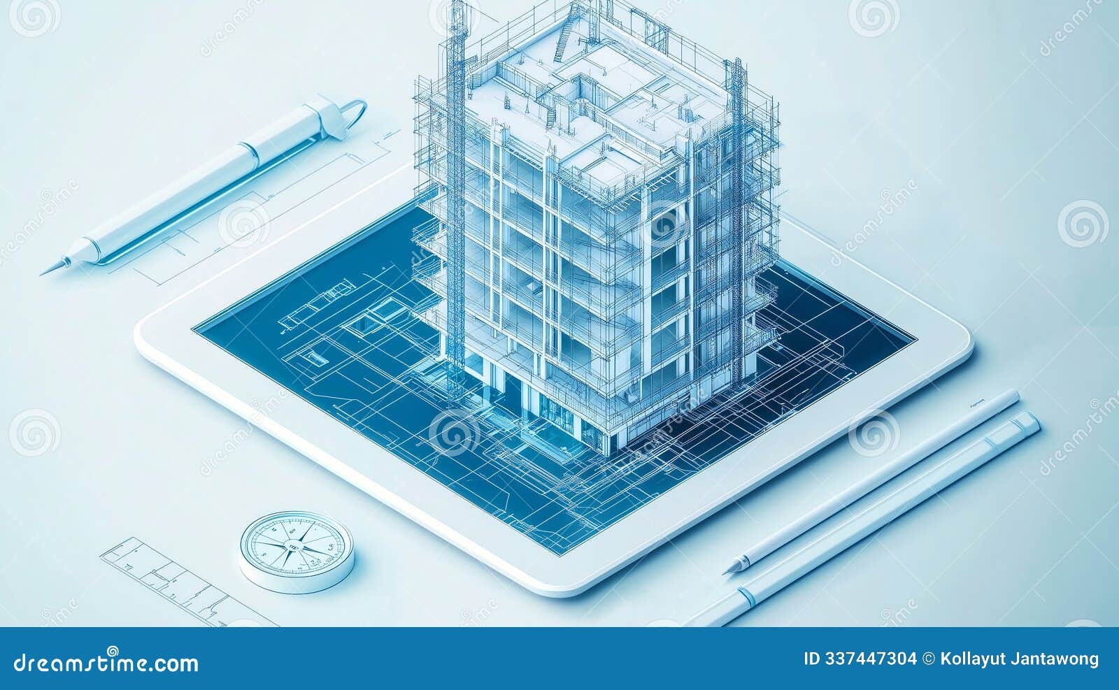 Digital Transformation of Construction Blueprint on Tablet - Detailed ...