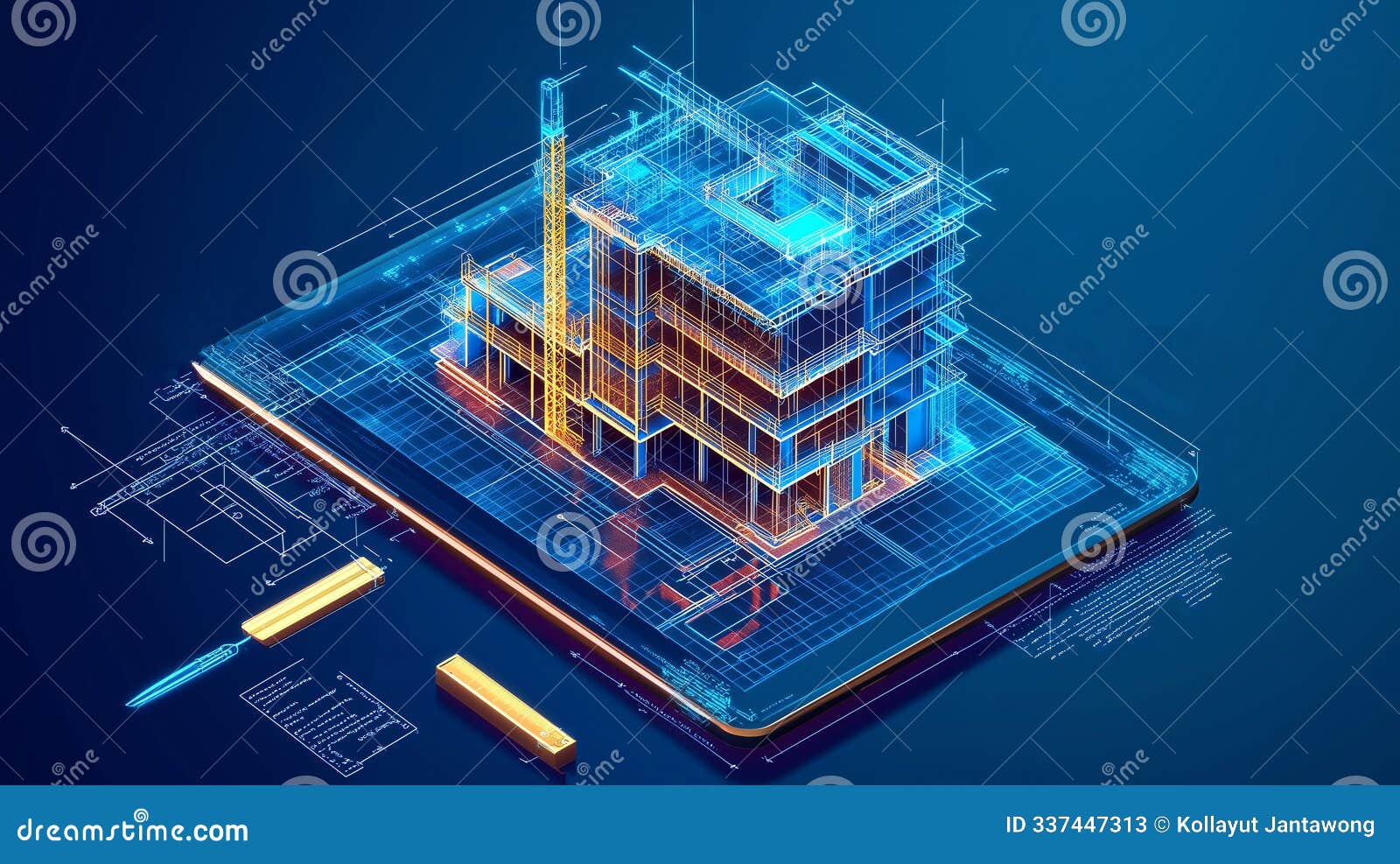 Digital Transformation of Construction Blueprint on Tablet - Detailed ...