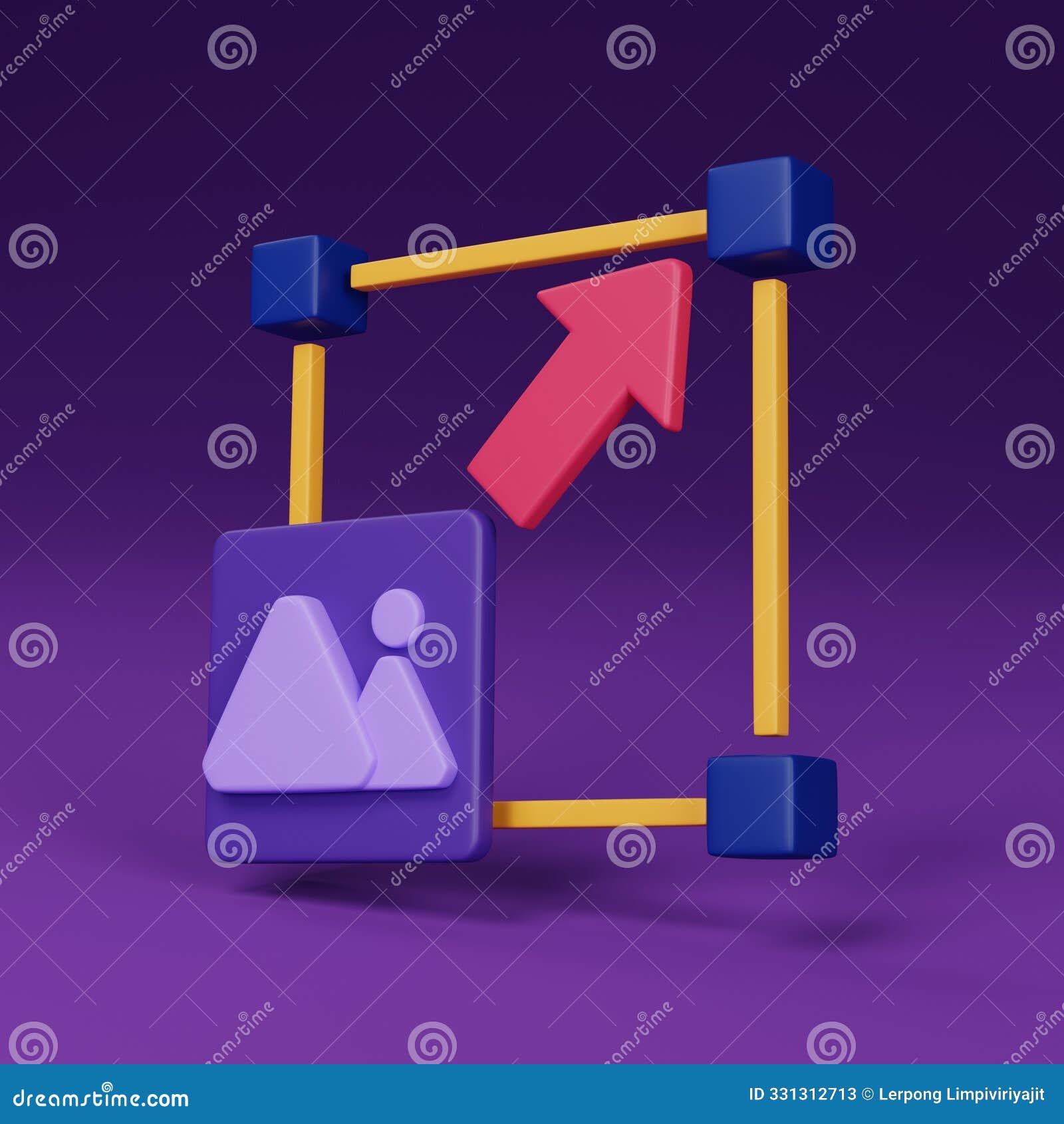 Digital Transformation, 3D Icon of Image Resizing Icon for Creative ...