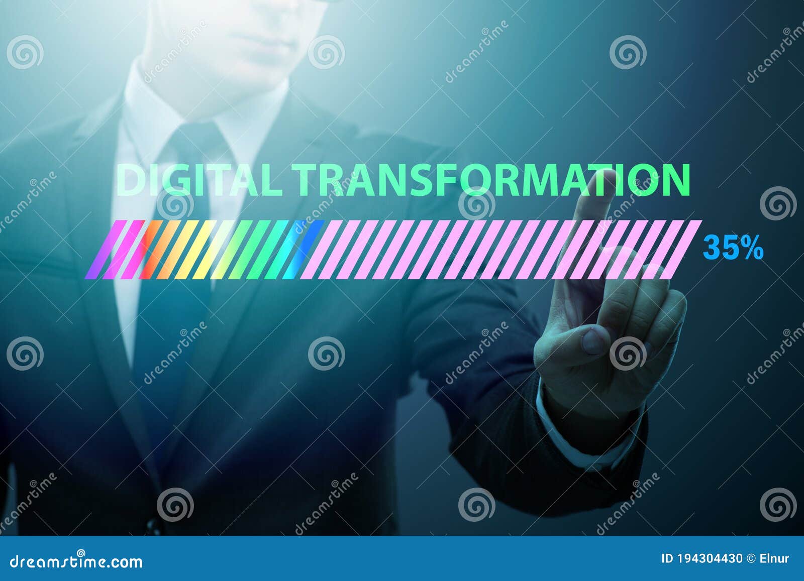 Digitalization Concept, Turning On Touch Screen Button And Activating ...