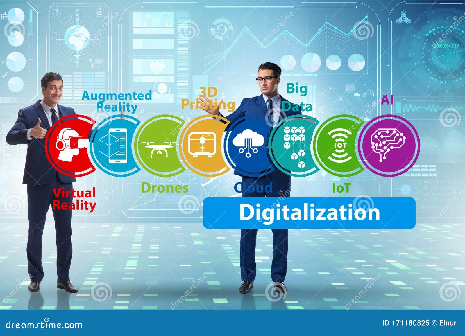Digitalization Technology Concept With Icon Set Template Banner With ...