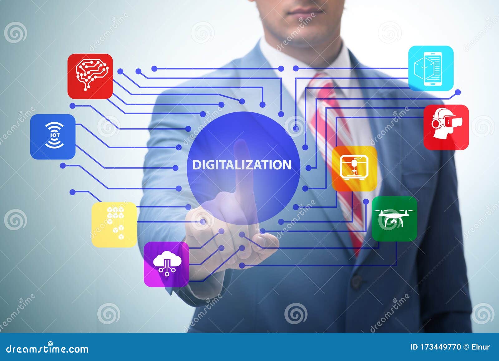 Digitalization Technology Concept With Icon Set Template Banner With ...