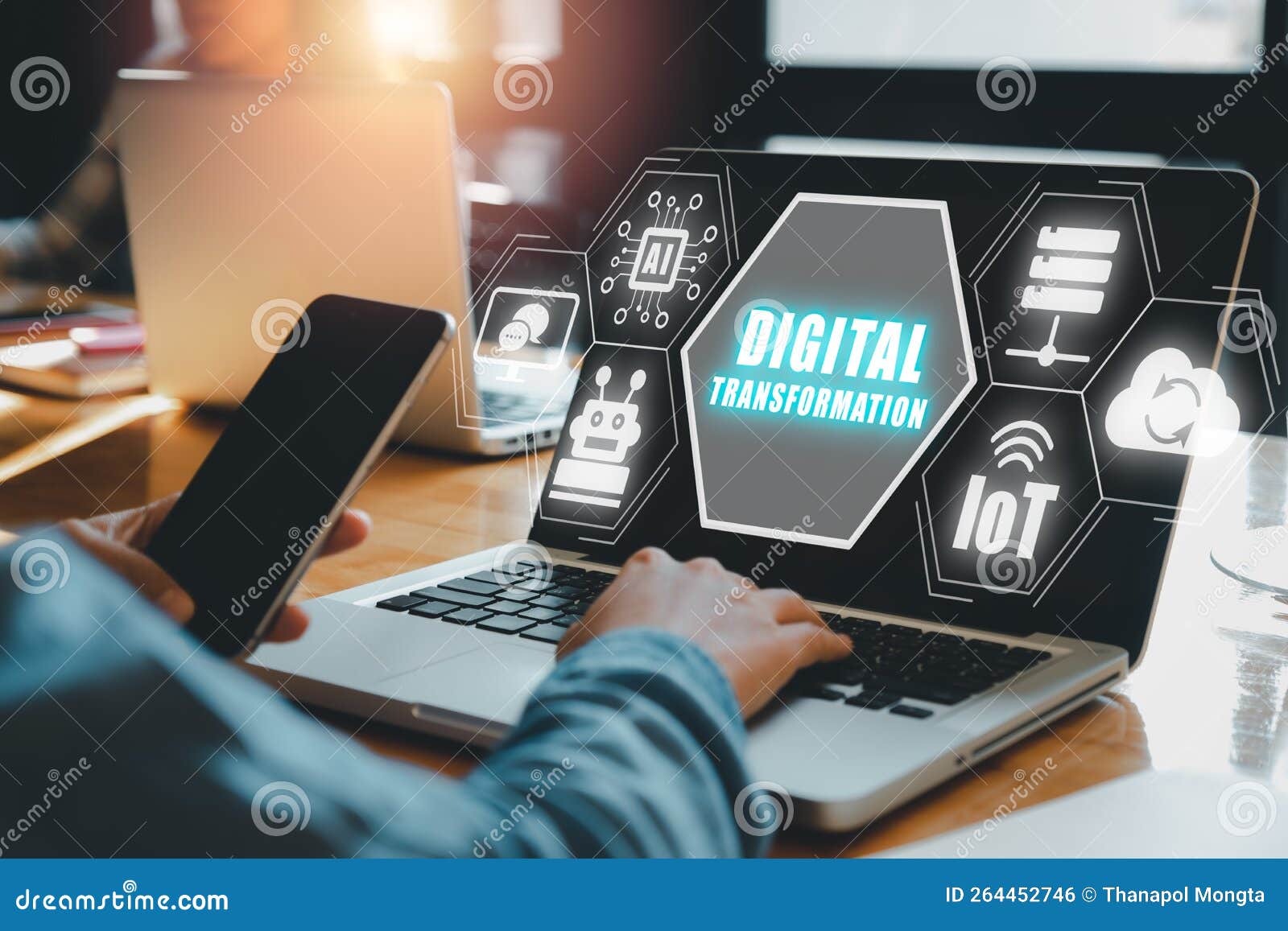 Digital Transformation and Digitalization Technology Concept, Young ...