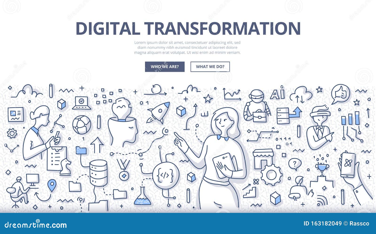 Digital Transformation Doodle Concept Stock Vector - Illustration of ...