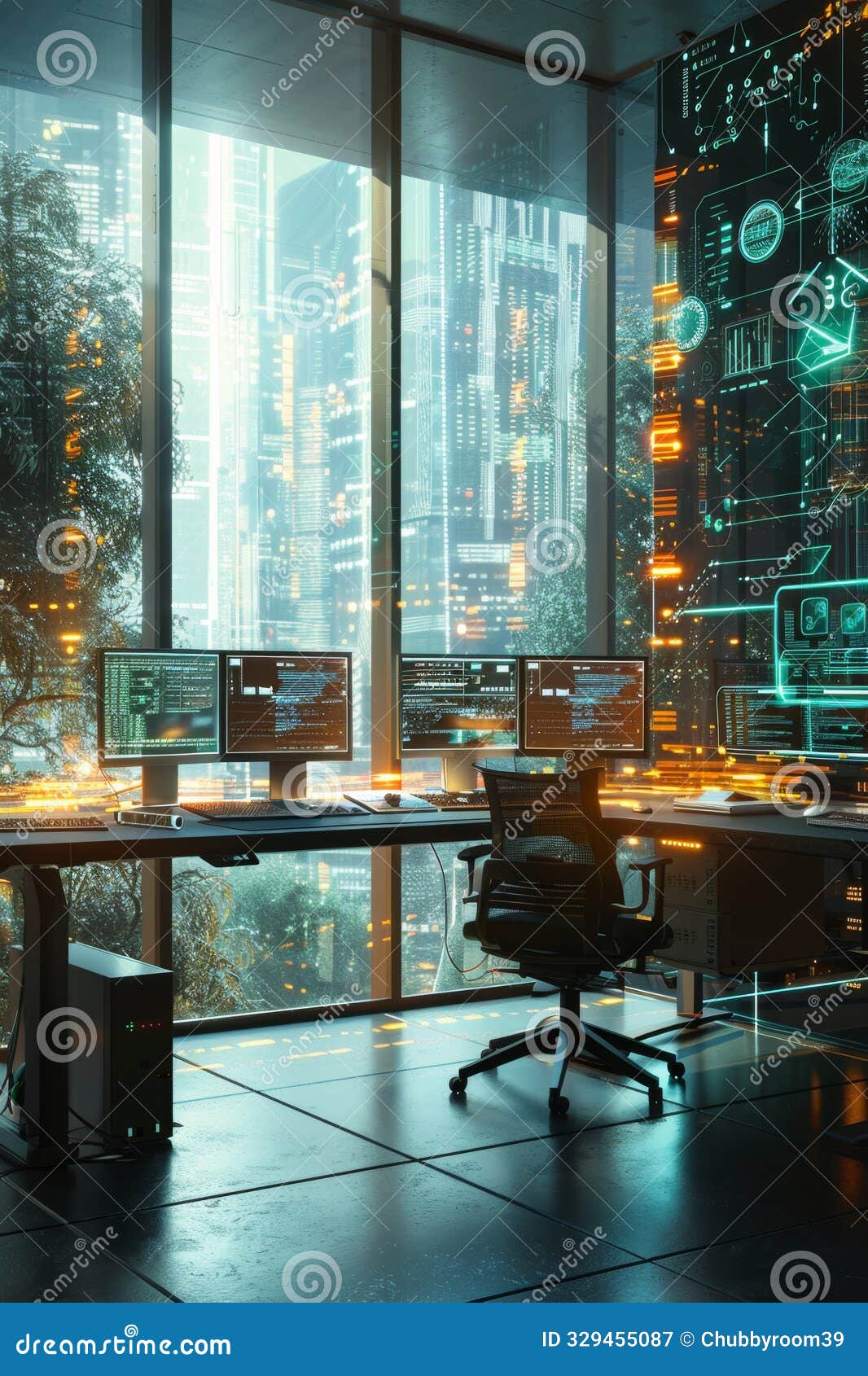 Digital Transformation in a Futuristic Office with Holographic ...