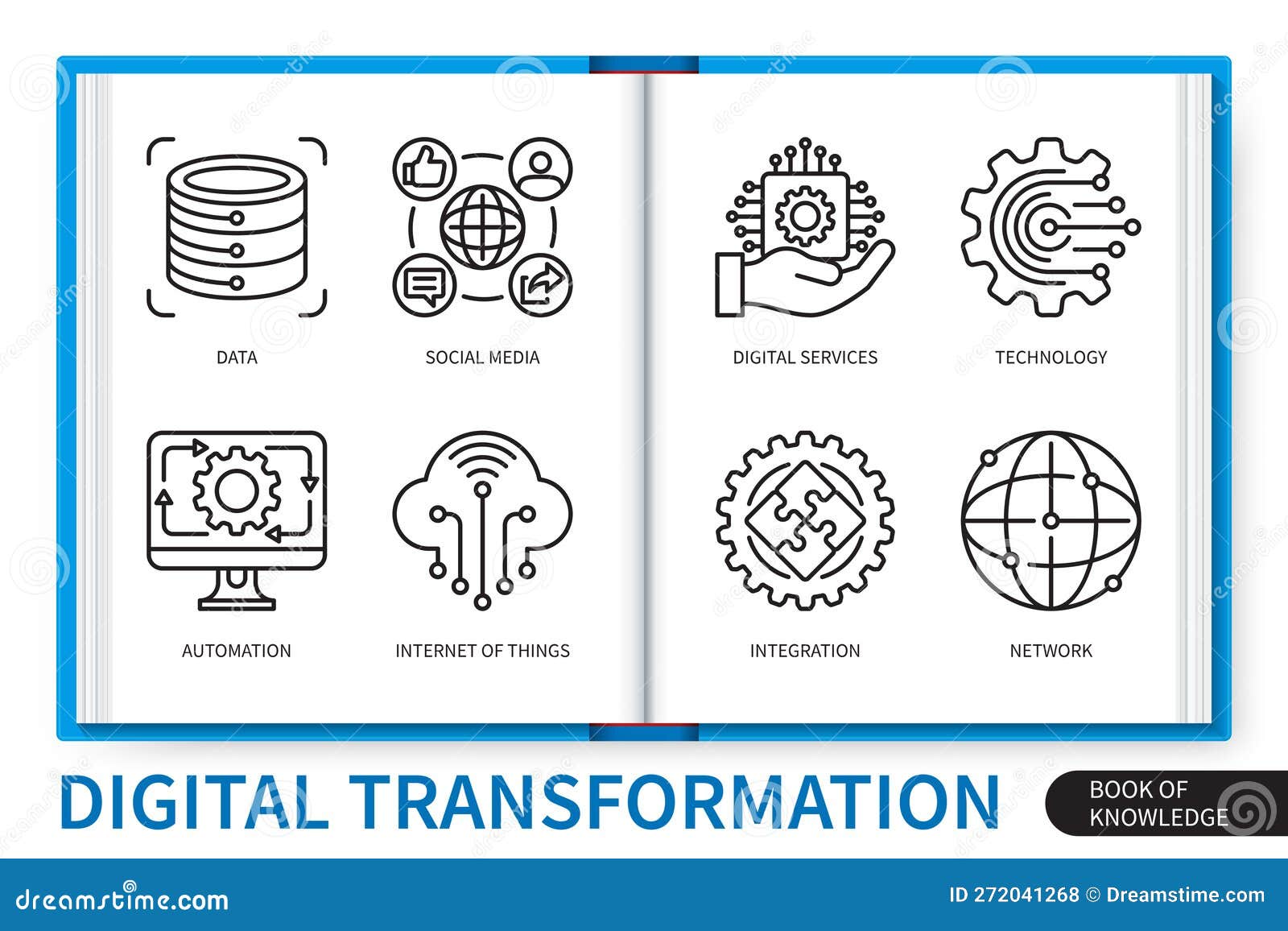 Digital Transformation Infographics Linear Elements Set Stock ...