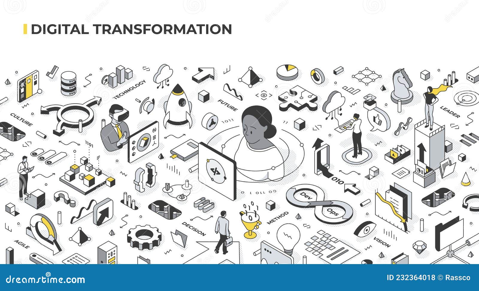 Digital Transformation Isometric Illustration Stock Vector ...