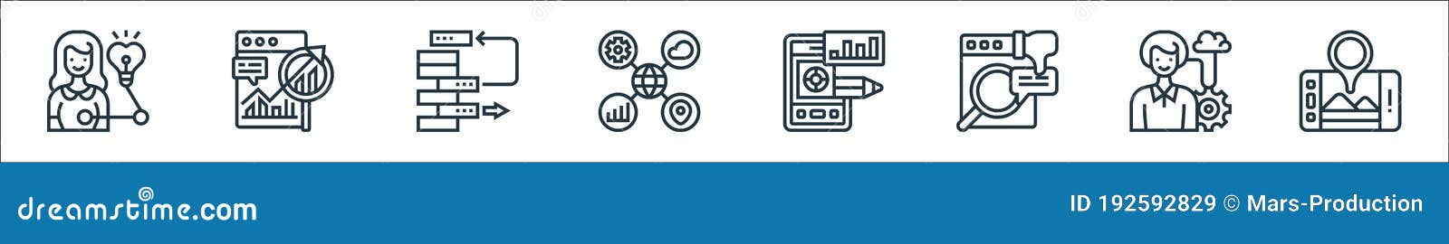 Digital Transformation Line Icons Linear Set Stock Vector Illustration Of Research Line