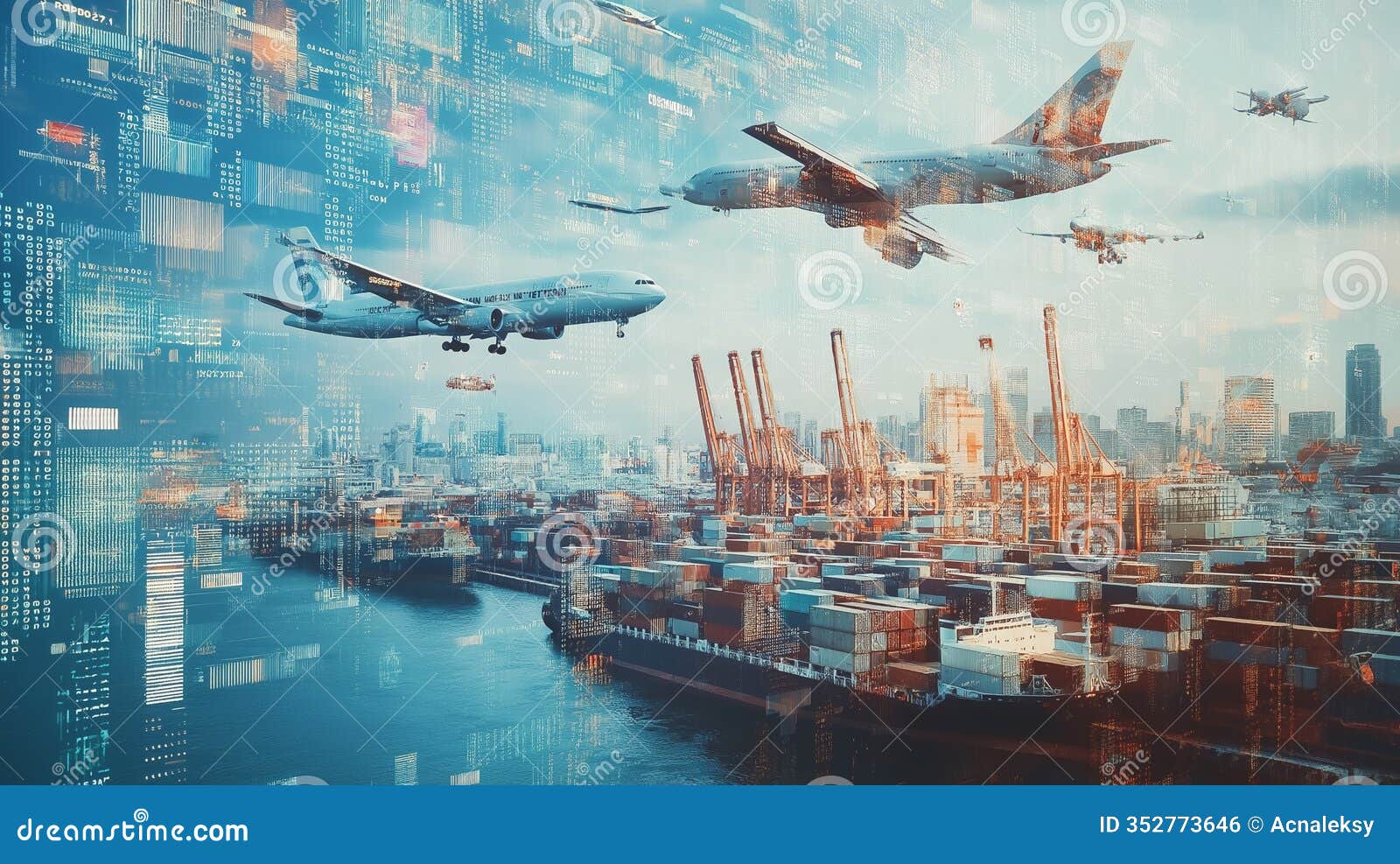 Digital Transformation in Logistics: Pixelated, Digitized Images of ...
