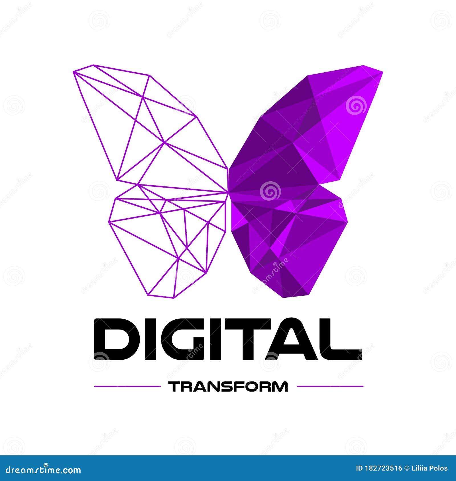 Digital Transformation. Logo Design. Polygonal Color Butterfly Stock ...