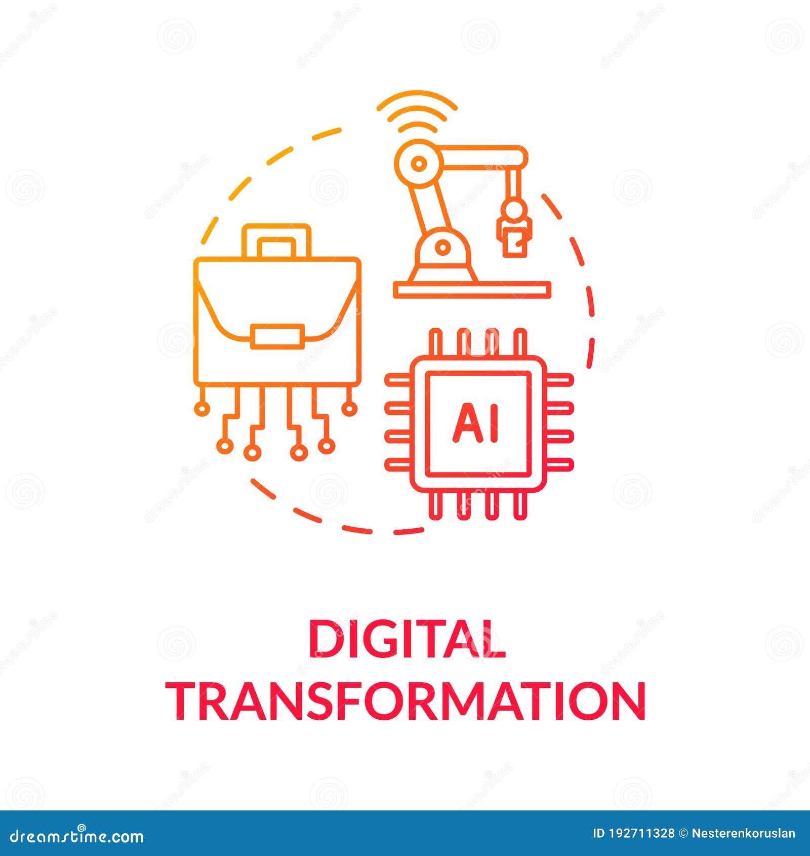 Digital Transformation Red Gradient Concept Icon Stock Vector ...