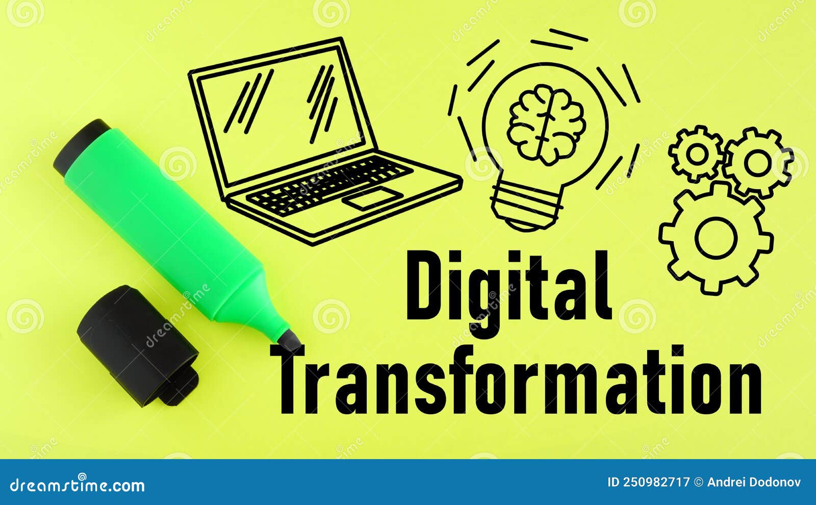 Digital Transformation is Shown Using the Text Stock Image - Image of ...