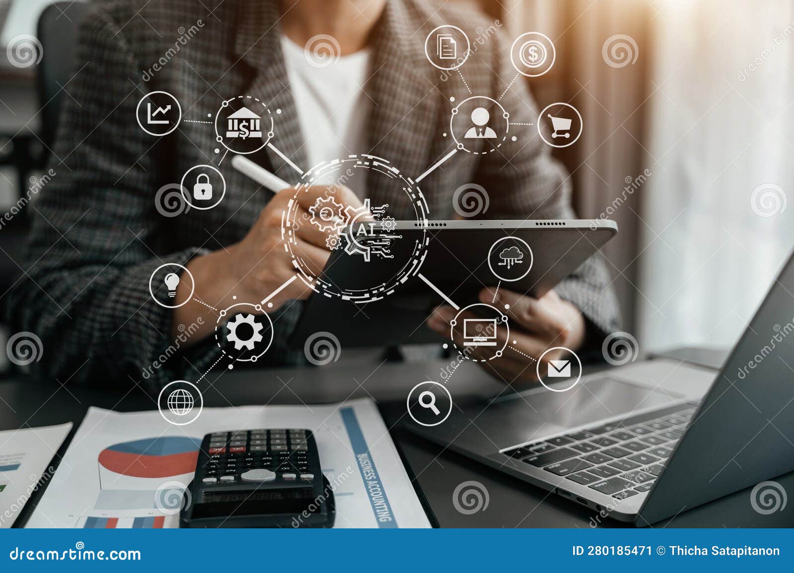 Digital Transformation Technology Strategy, Businessman Using Laptop ...