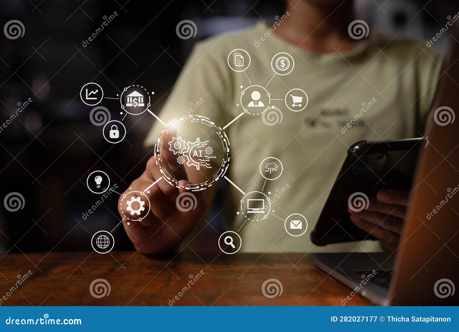 Digital Transformation Technology Strategy, Person Using Laptop, Tablet ...