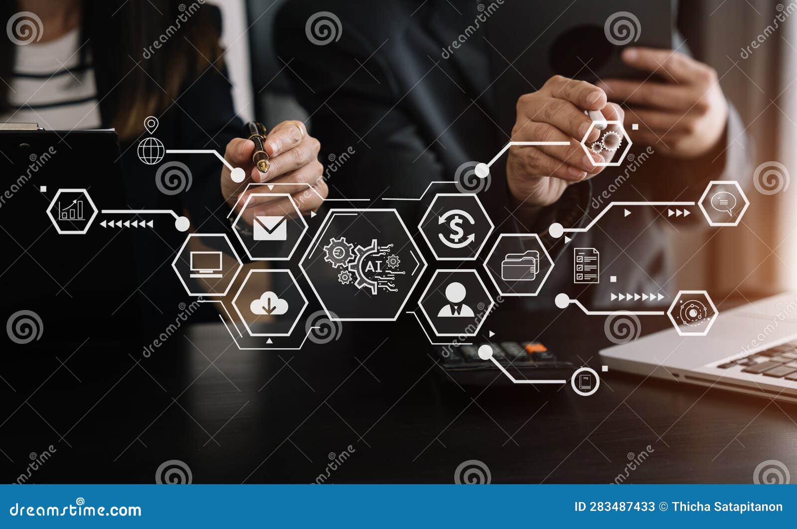 Digital Transformation Technology Strategy, Person Using Laptop, Tablet ...