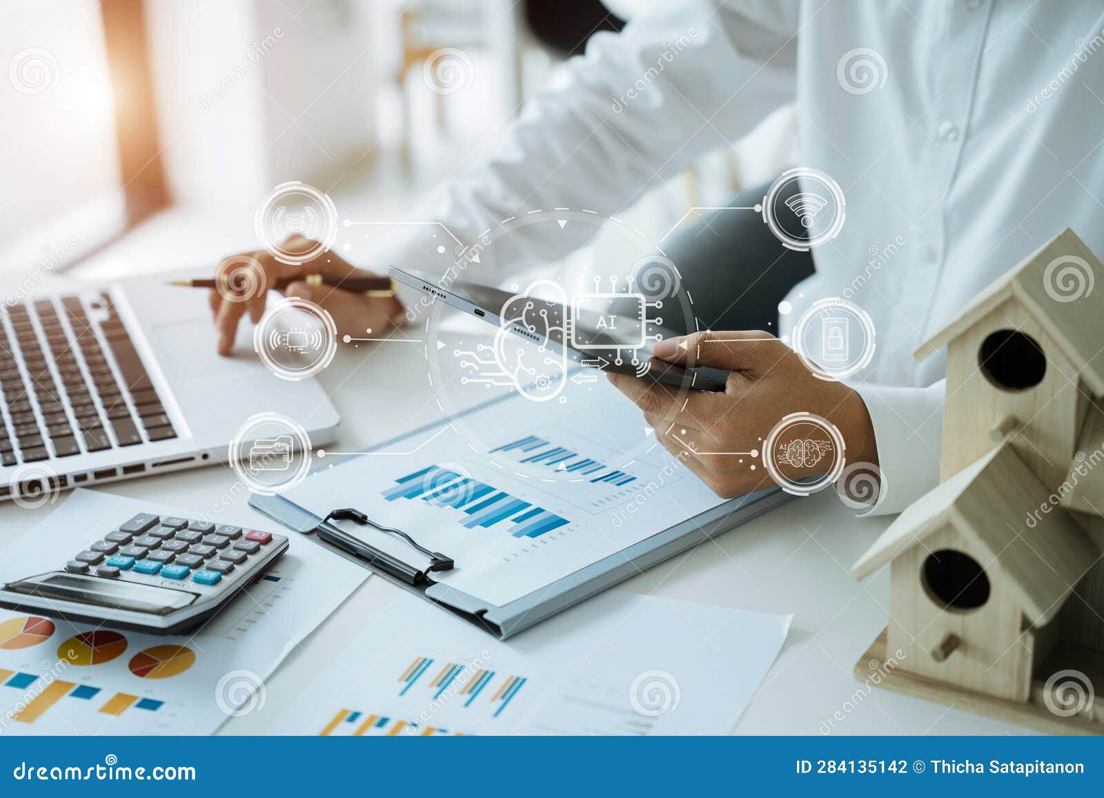 Digital Transformation Technology Strategy, Person Using Laptop, Tablet ...