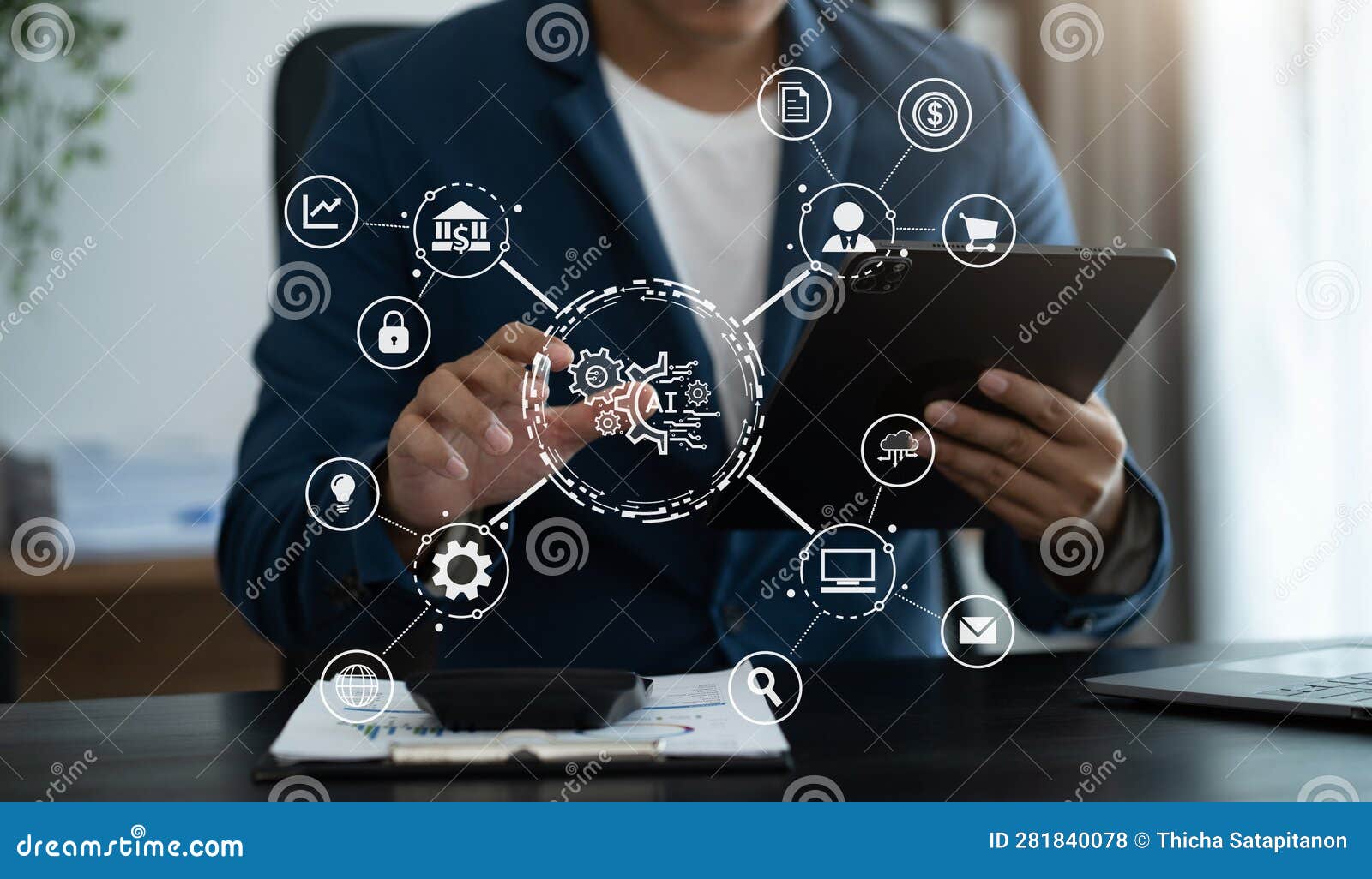 Digital Transformation Technology Strategy, Person Using Laptop, Tablet ...