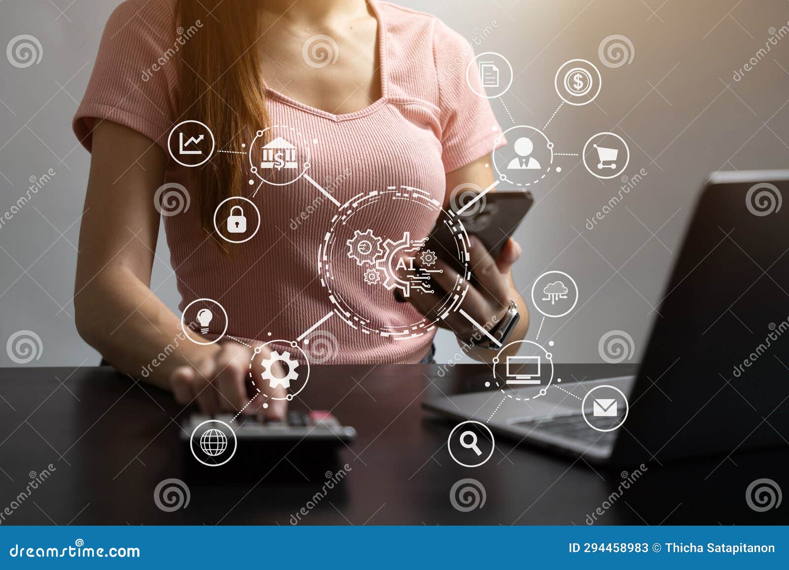 Digital Transformation Technology Strategy, Person Using Laptop, Tablet ...